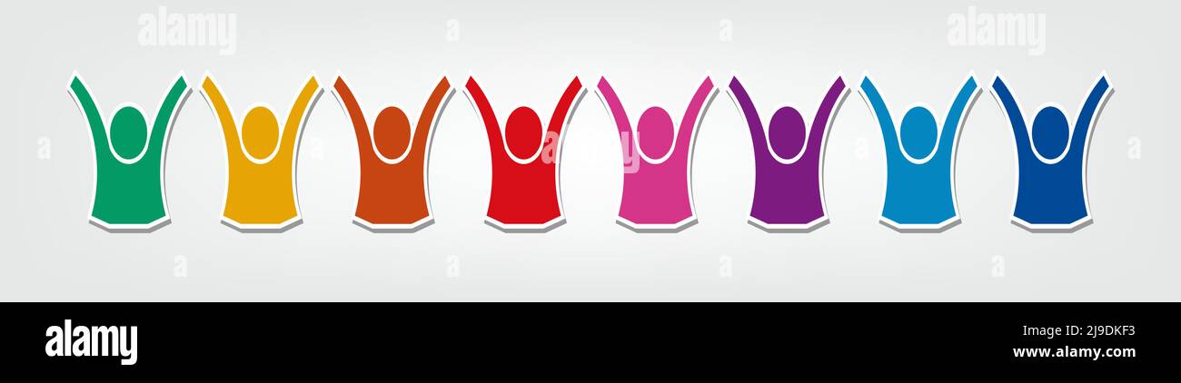 Group of eight people logo in a circle.Persons teamwork holding Stock ...