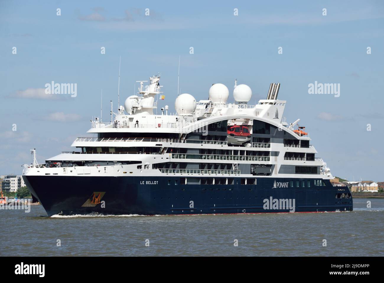 Paying it's first visit to London the new Ponant Cruises ship LE BELLOT ...