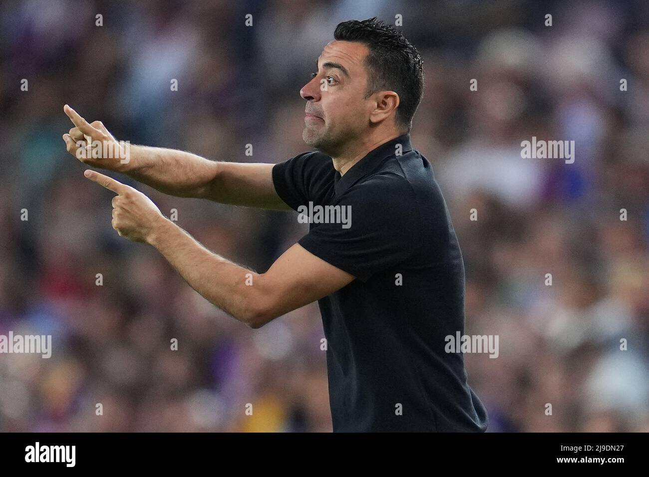 FC Barcelona head coach Xavi Hernandez during the La Liga match between FC Barcelona and ...