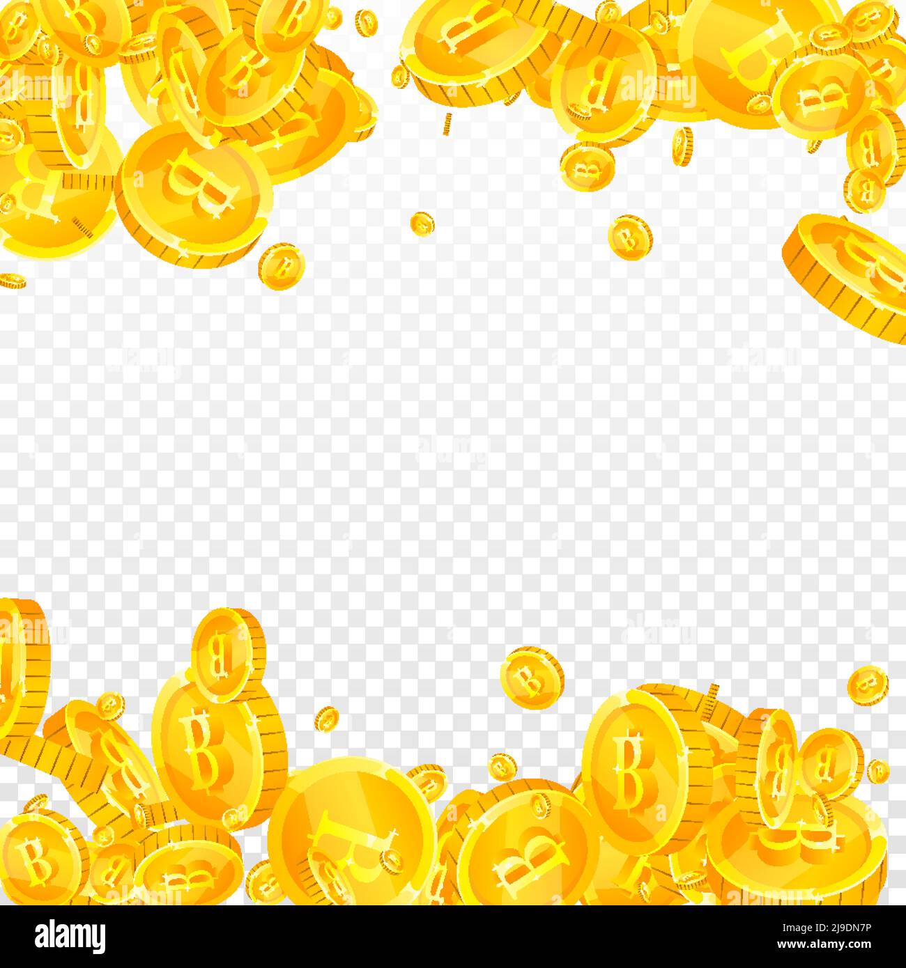 Thai baht coins falling. Delightful scattered THB coins. Thailand money ...