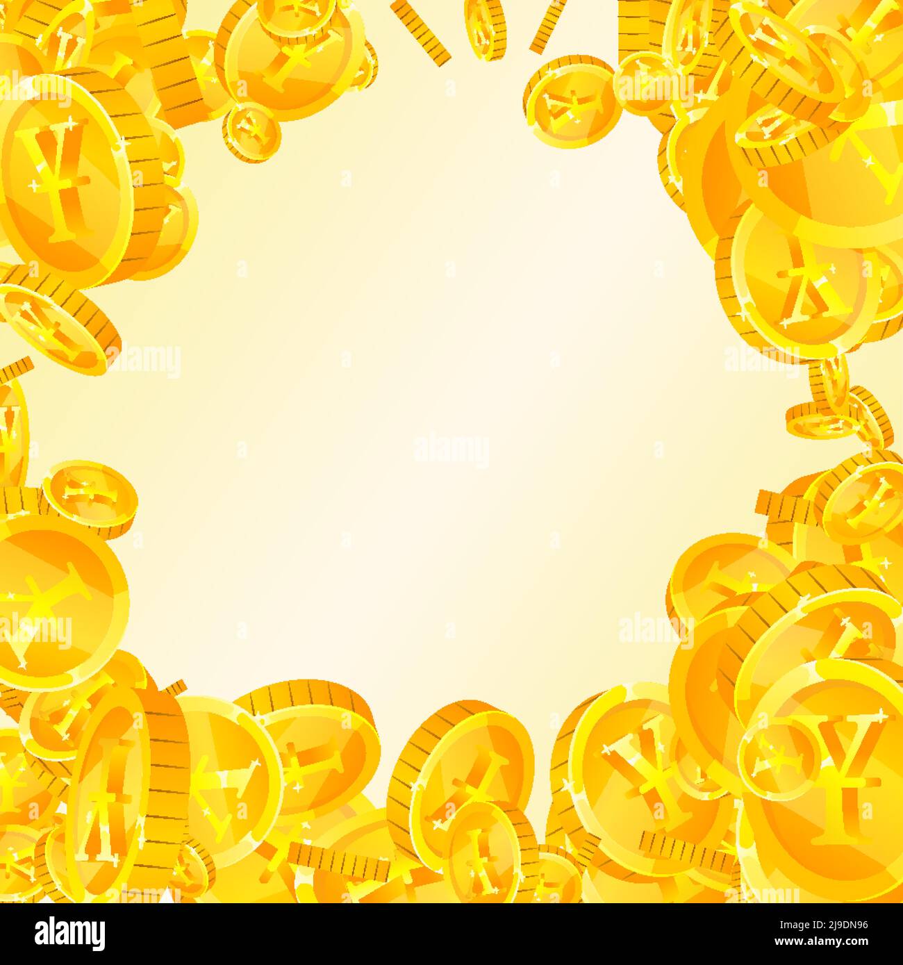 Chinese yuan coins falling. Fascinating scattered CNY coins. China ...