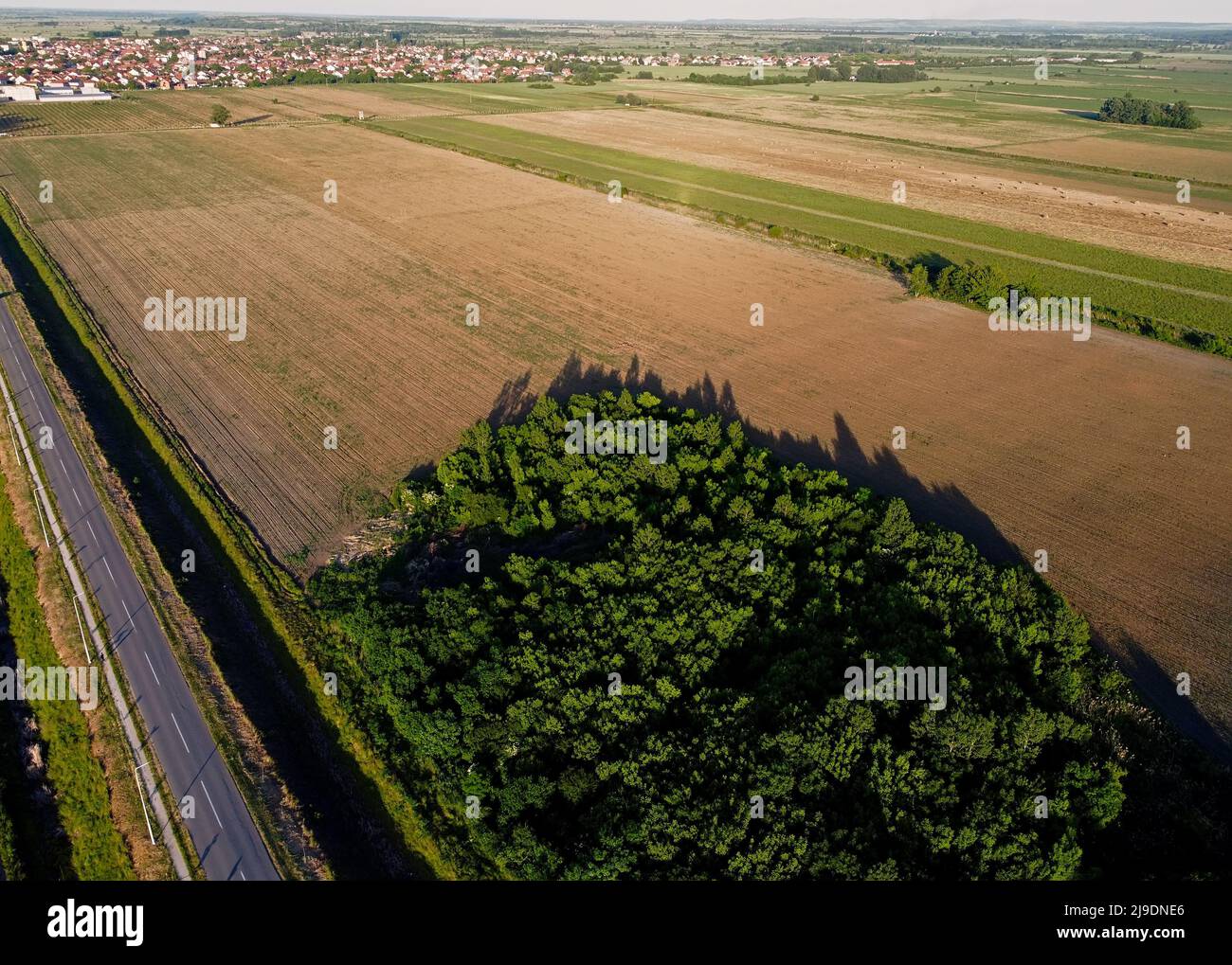 Aerial photography arable crop land for wheat sunflower or corn ...