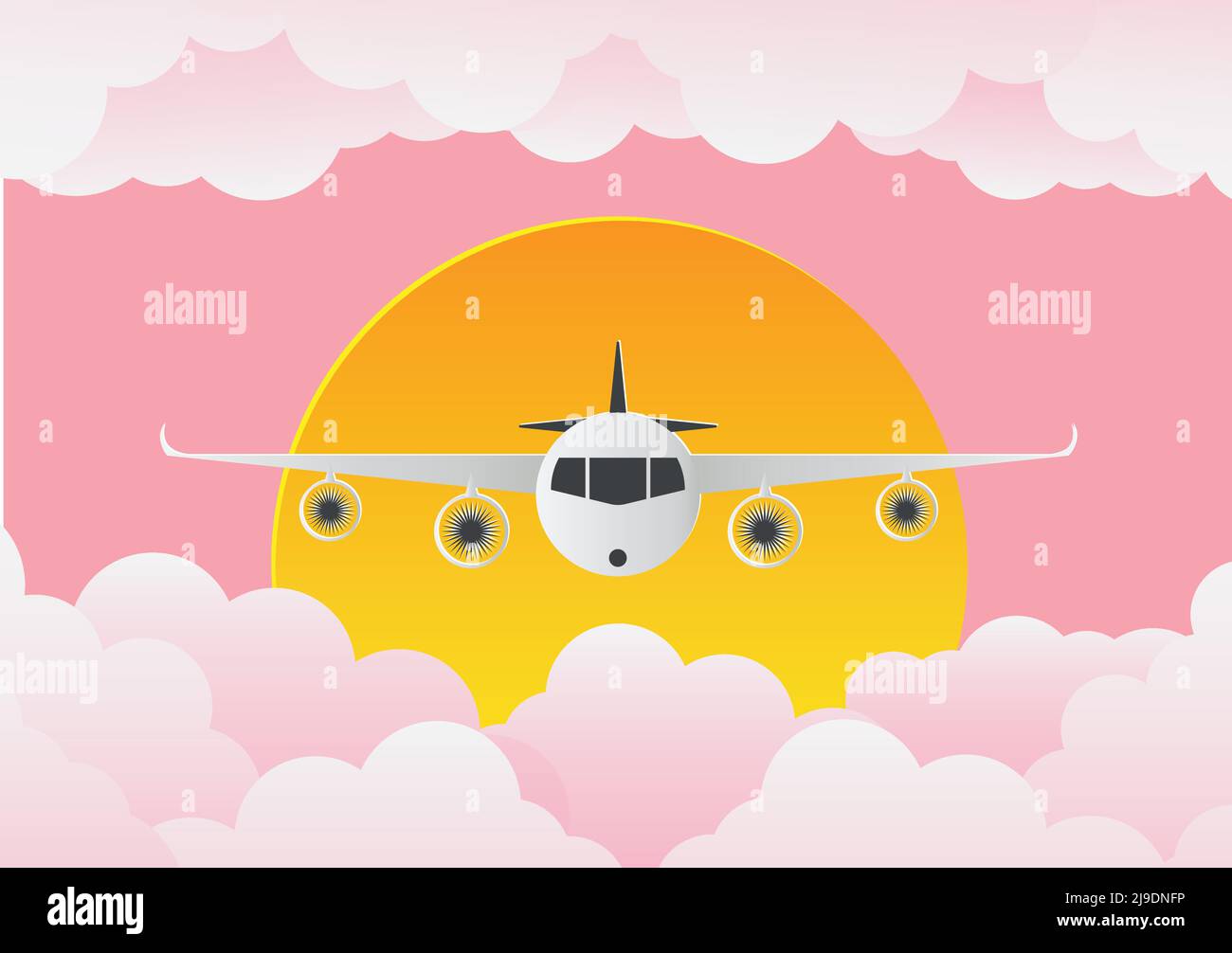 Airplane flight view sunset Stock Vector Images - Alamy