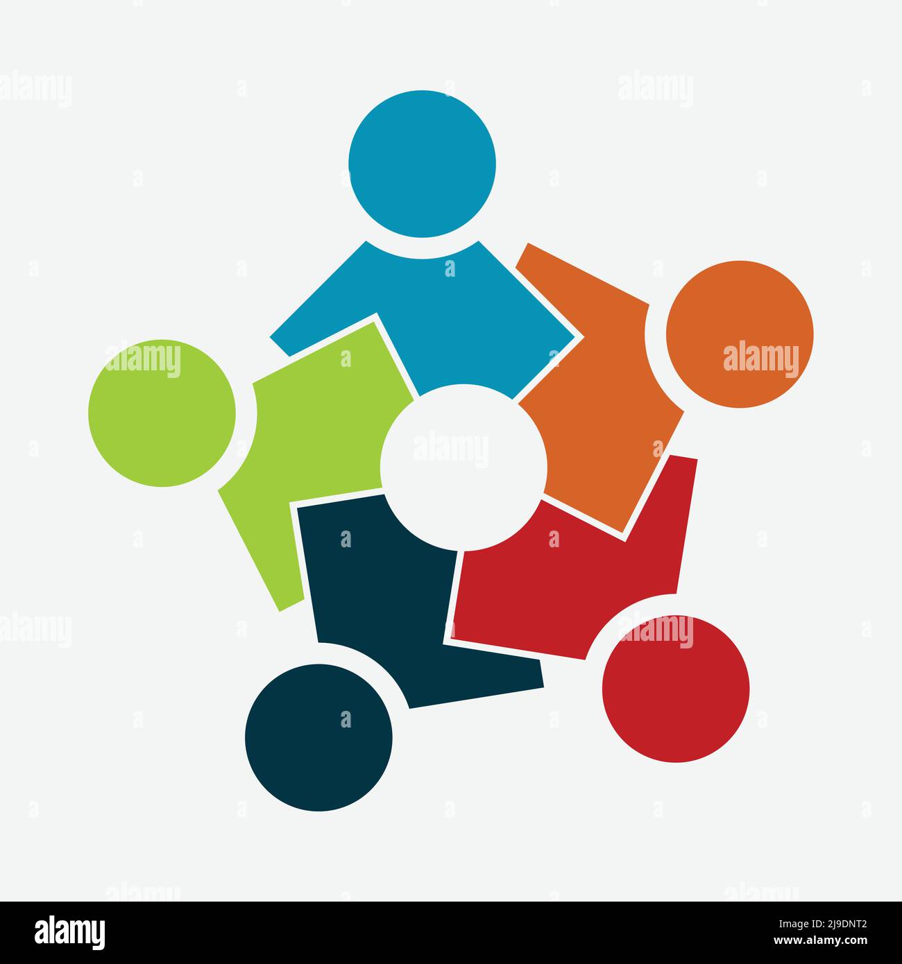 Group of five people in a circle.Teamwork meeting.people are meeting in ...