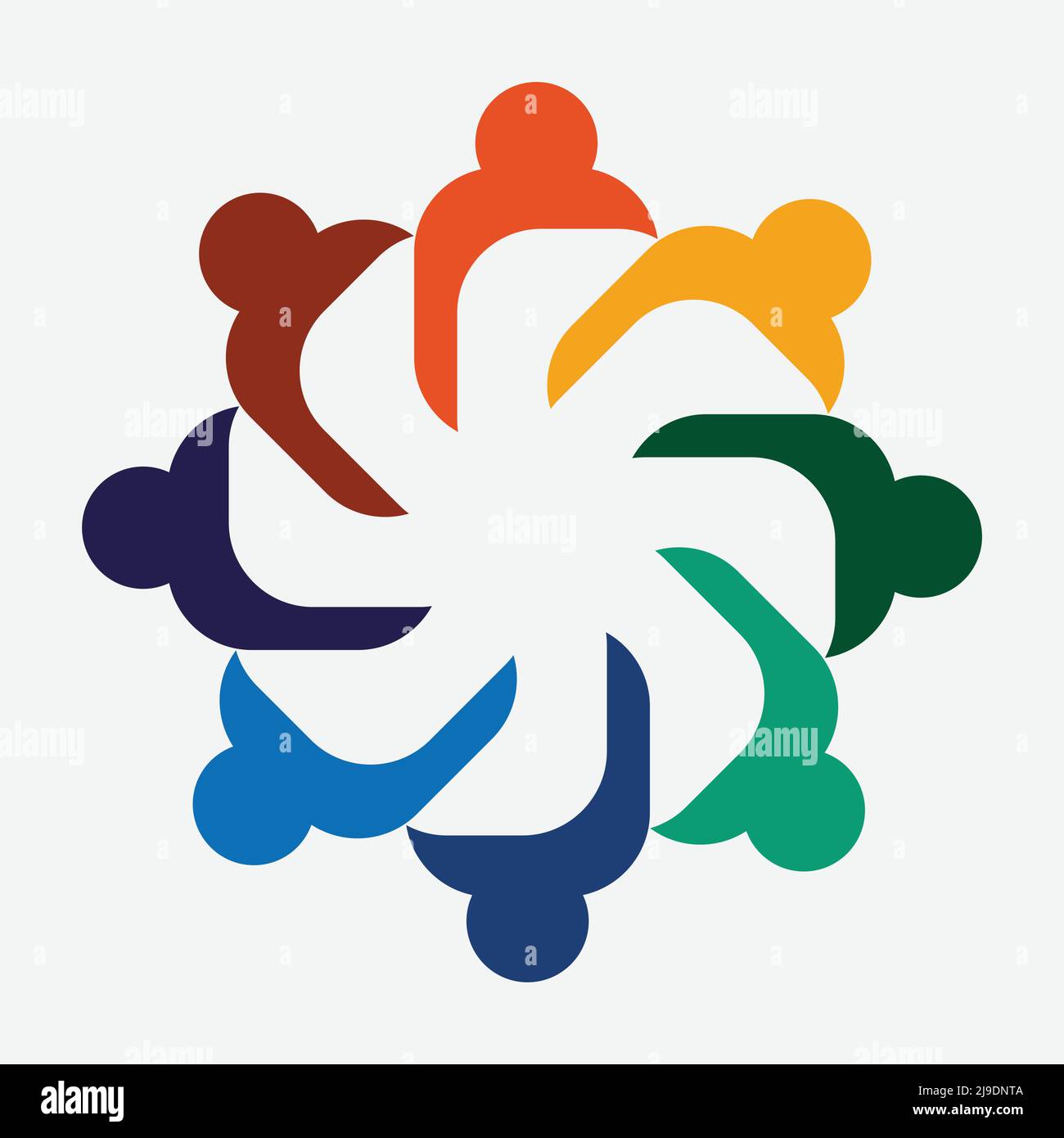 teamworking embracing eight people. Eight people in a circle,Vector ...