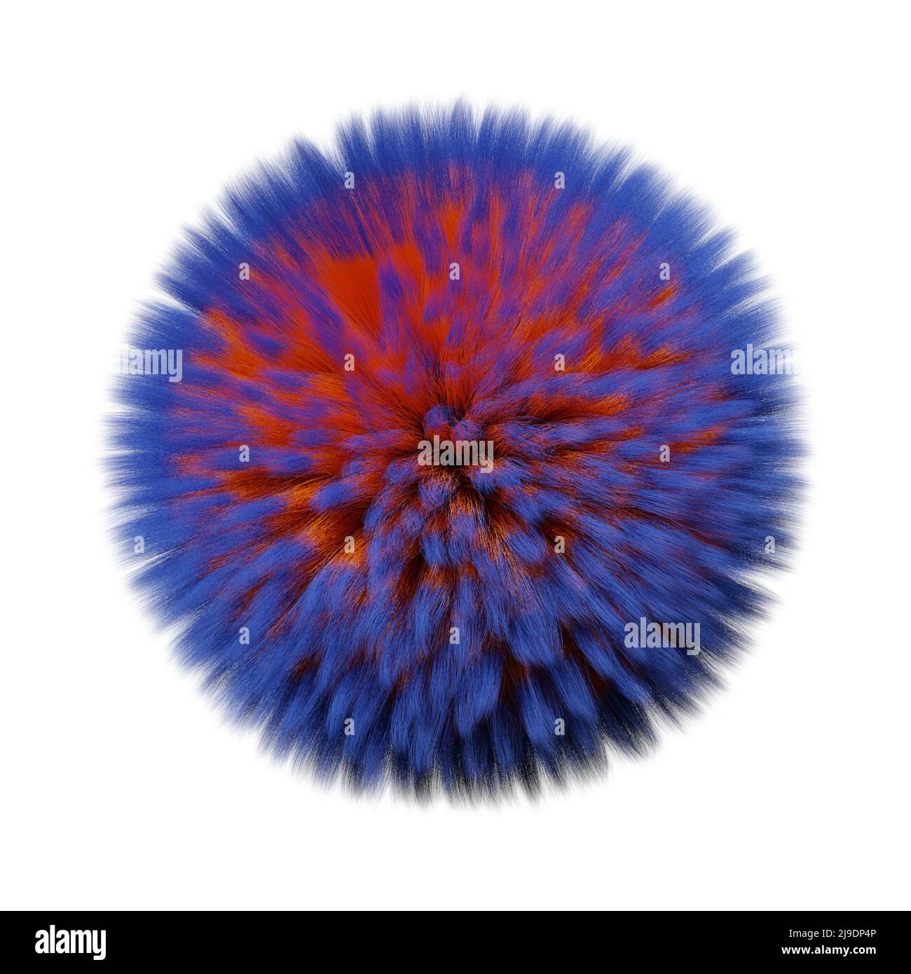hairy ball, furry blue and red sphere isolated on white background (3d ...