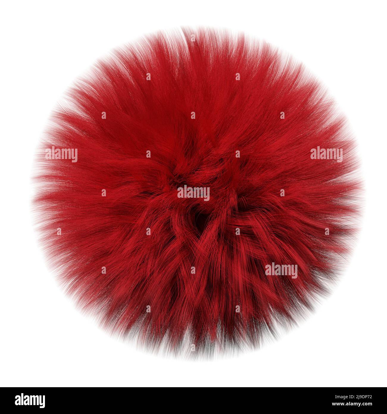 fluffy ball, furry bright red sphere isolated on white background Stock ...