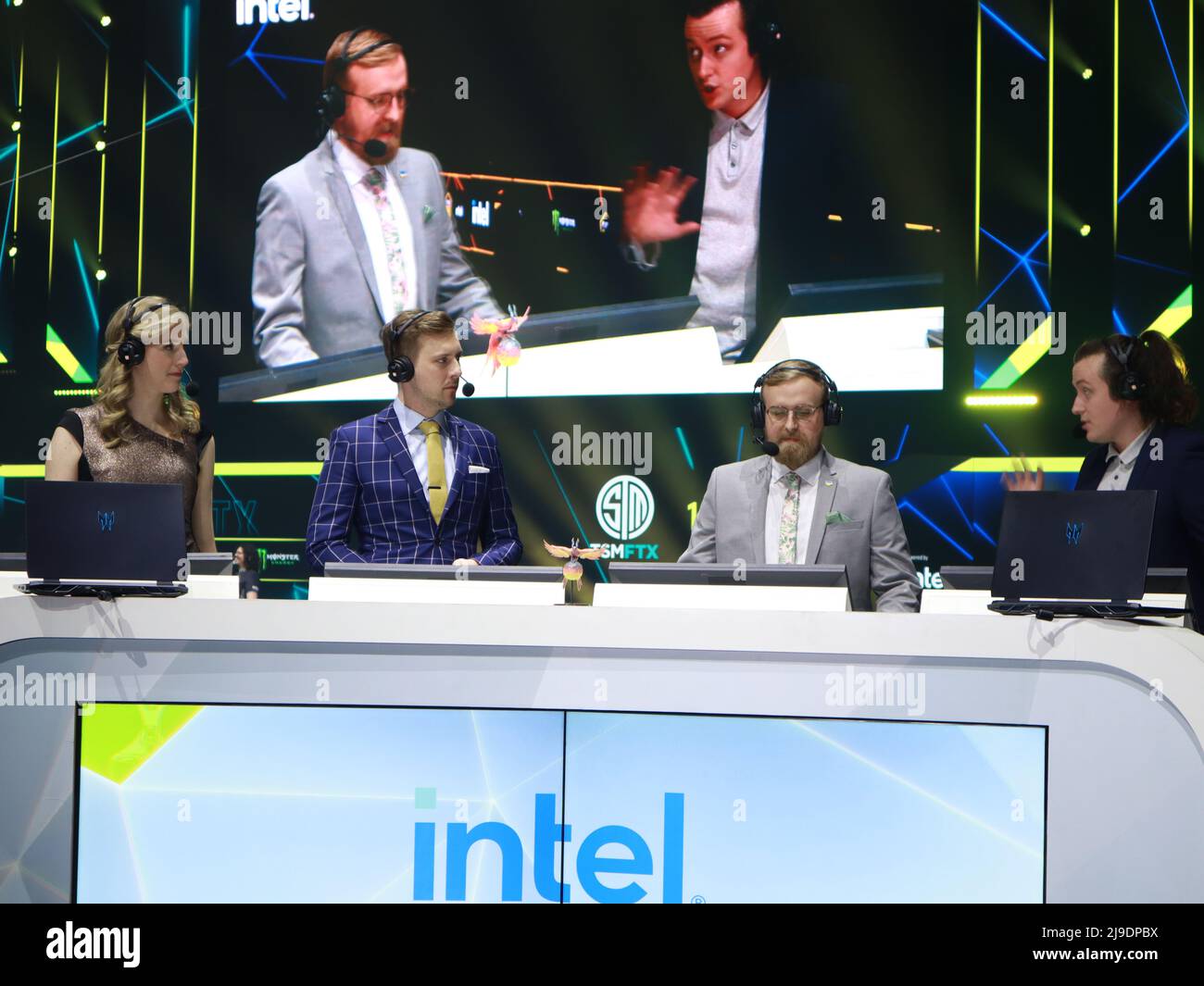 Stockholm, Sweden. 22nd May, 2022. The expert desk with commentators ...