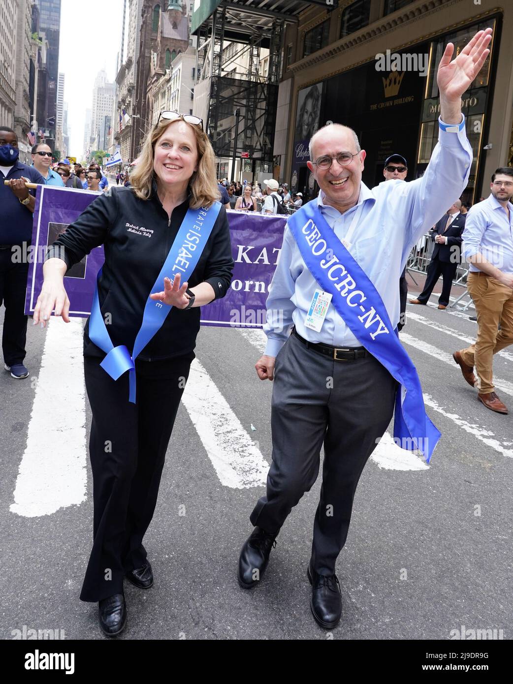 Melinda Katz, Gideon Taylor during the 2022 Israel Day Parade, held ...