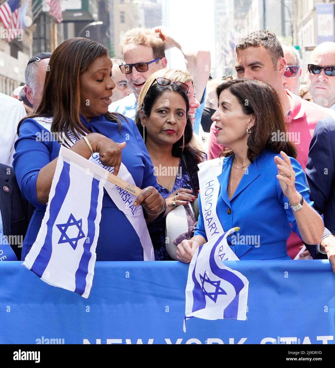 L-R: Jerry Nadler, Letitia James, Kathy Hochul, Harley Lippman during ...