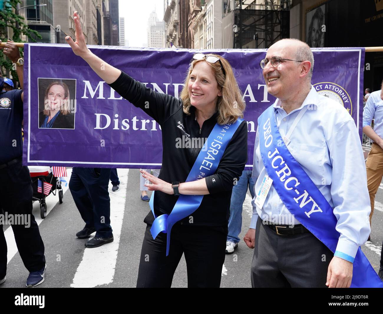 Melinda Katz, Gideon Taylor during the 2022 Israel Day Parade, held ...