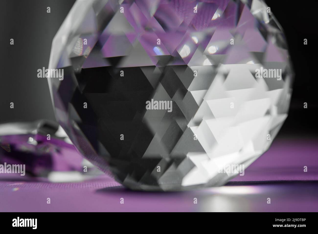 Crystal prism refracting light, magic crystals and pyramid, sphere and ...