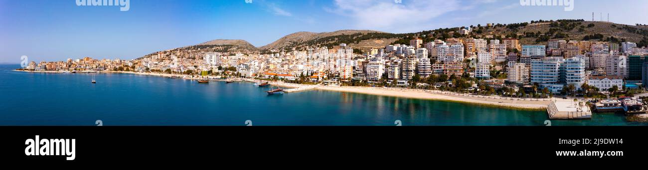 Aerial view of the resort town of Saranda Stock Photo - Alamy