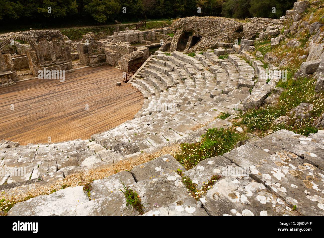 Amphitheater of ancient Baptistery at Butrint, Albania Stock Photo - Alamy