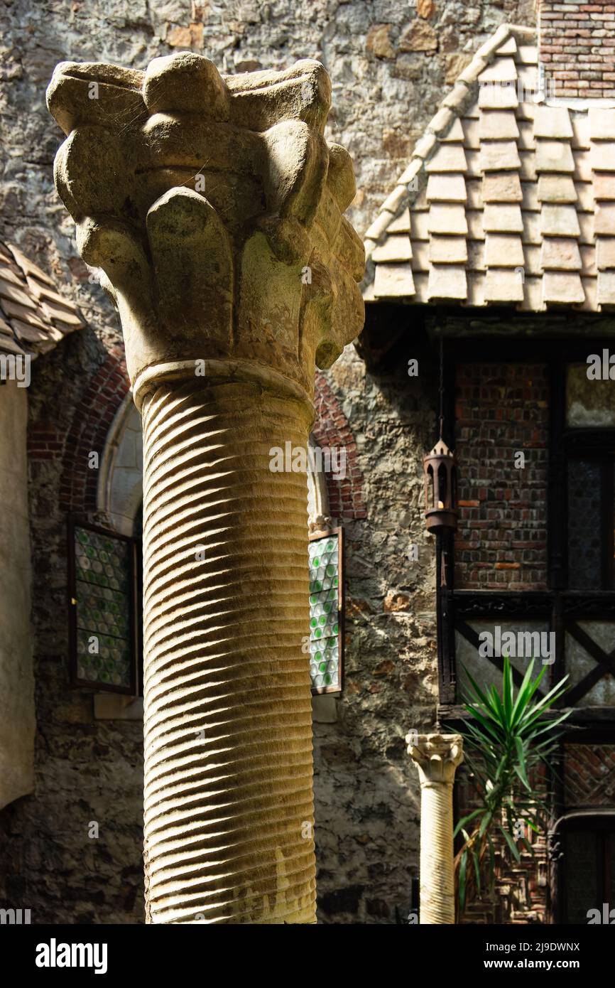 Views of a middle eastern inspired facade around the pool within the ...