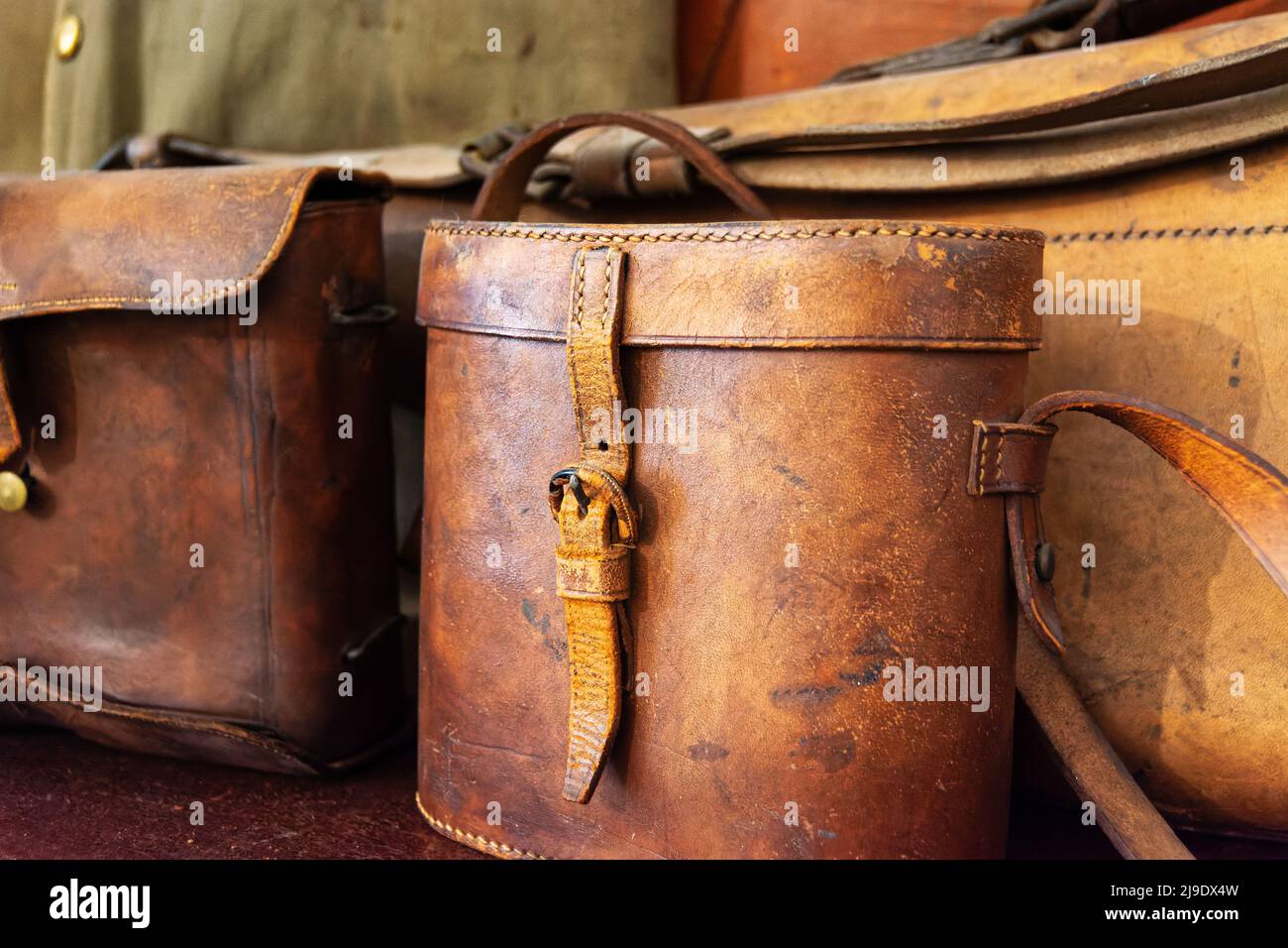 Leather binocular case, briefcase, and suitcase ready to go at the 1926 ...