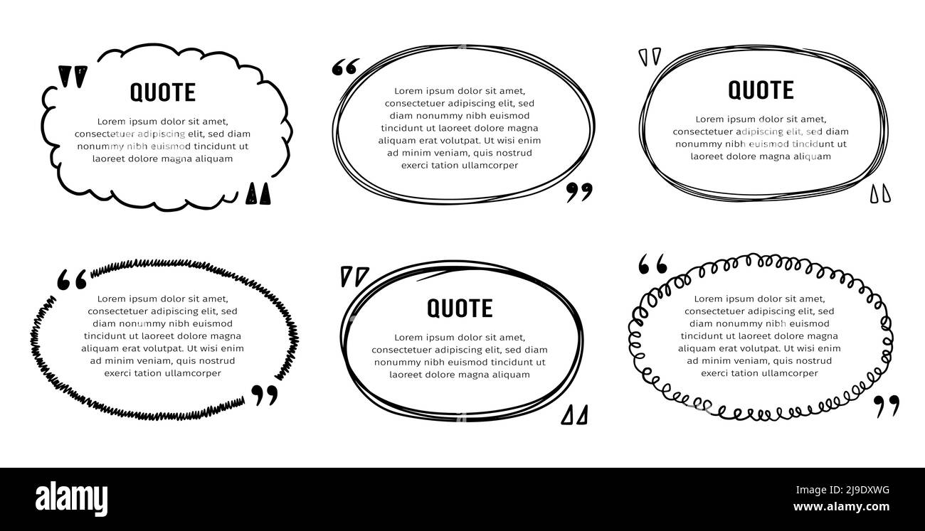 Quote box sketch, text frame set. Hand drawn doodle style quote box ...