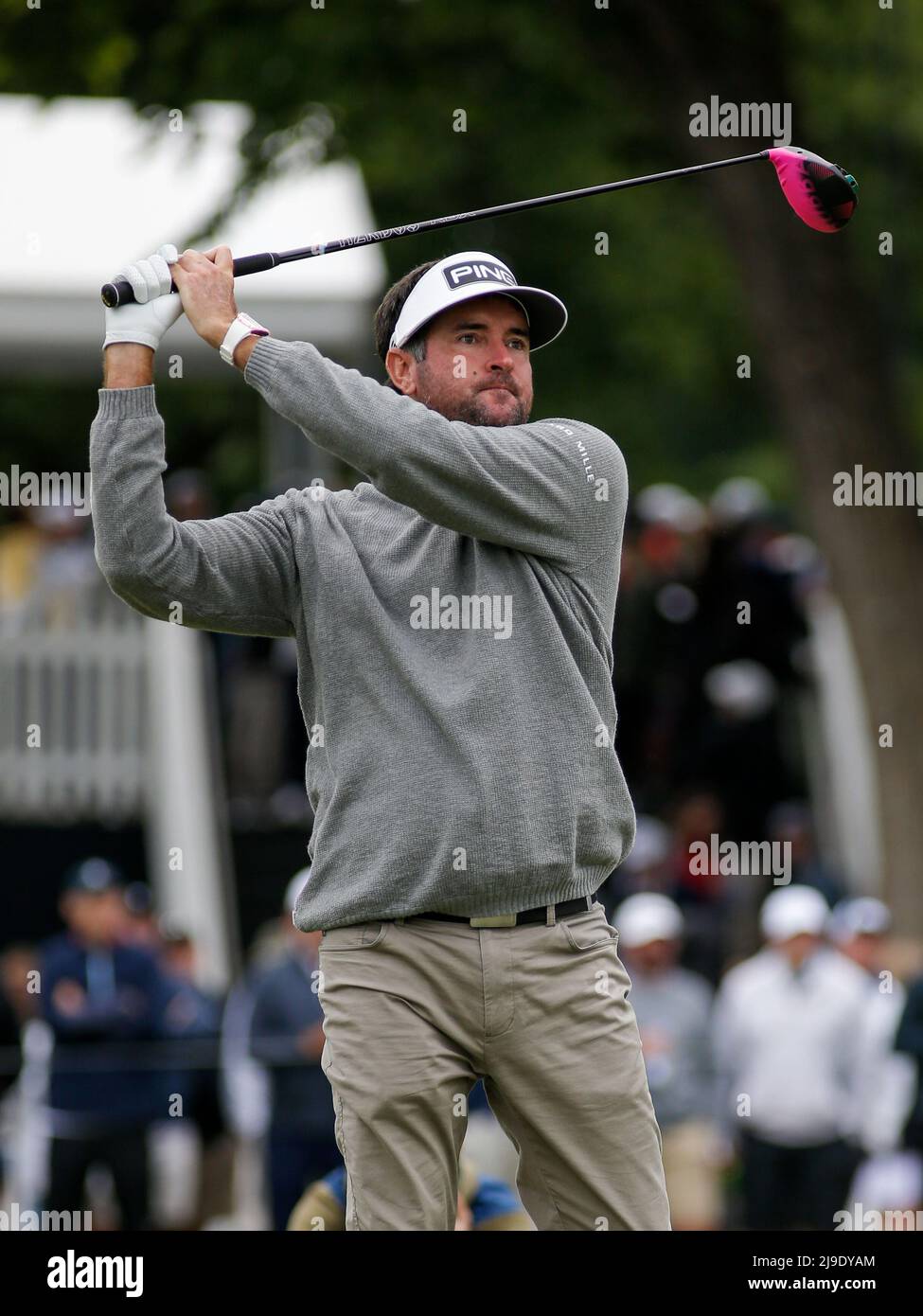 Tulsa, Oklahoma, USA. 21st May, 2022. BUBBA WATSON hits a shot on the ...
