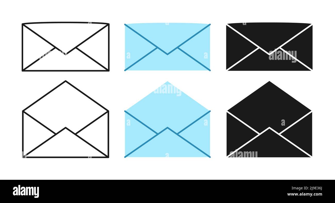 Email message envelope icon outline set. Mail sign, new message icon ...