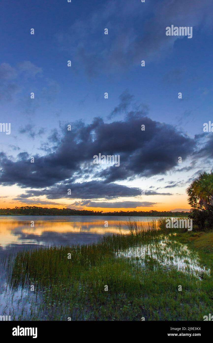 Colorful Sunset over Lake Zobel, George LeStrange Preserve, Fort Pierce ...