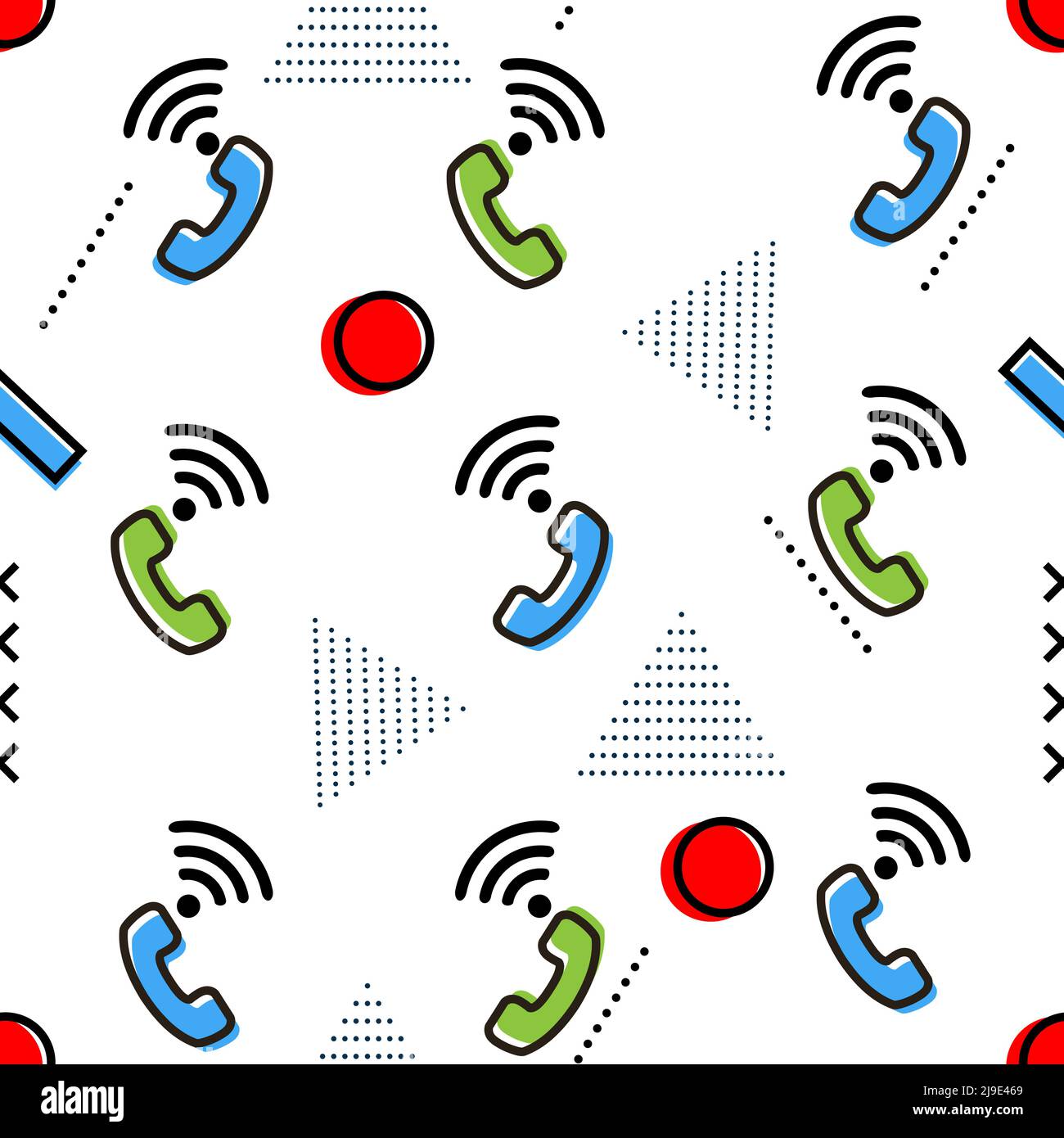 Phone memphis pattern. Seamless pattern with phone icon. Design for ...