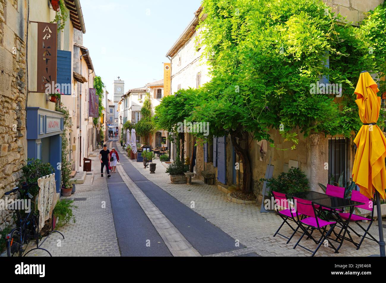 SAINT-REMY-DE-PROVENCE, FRANCE -30 JUN 2021- Street view of the ...