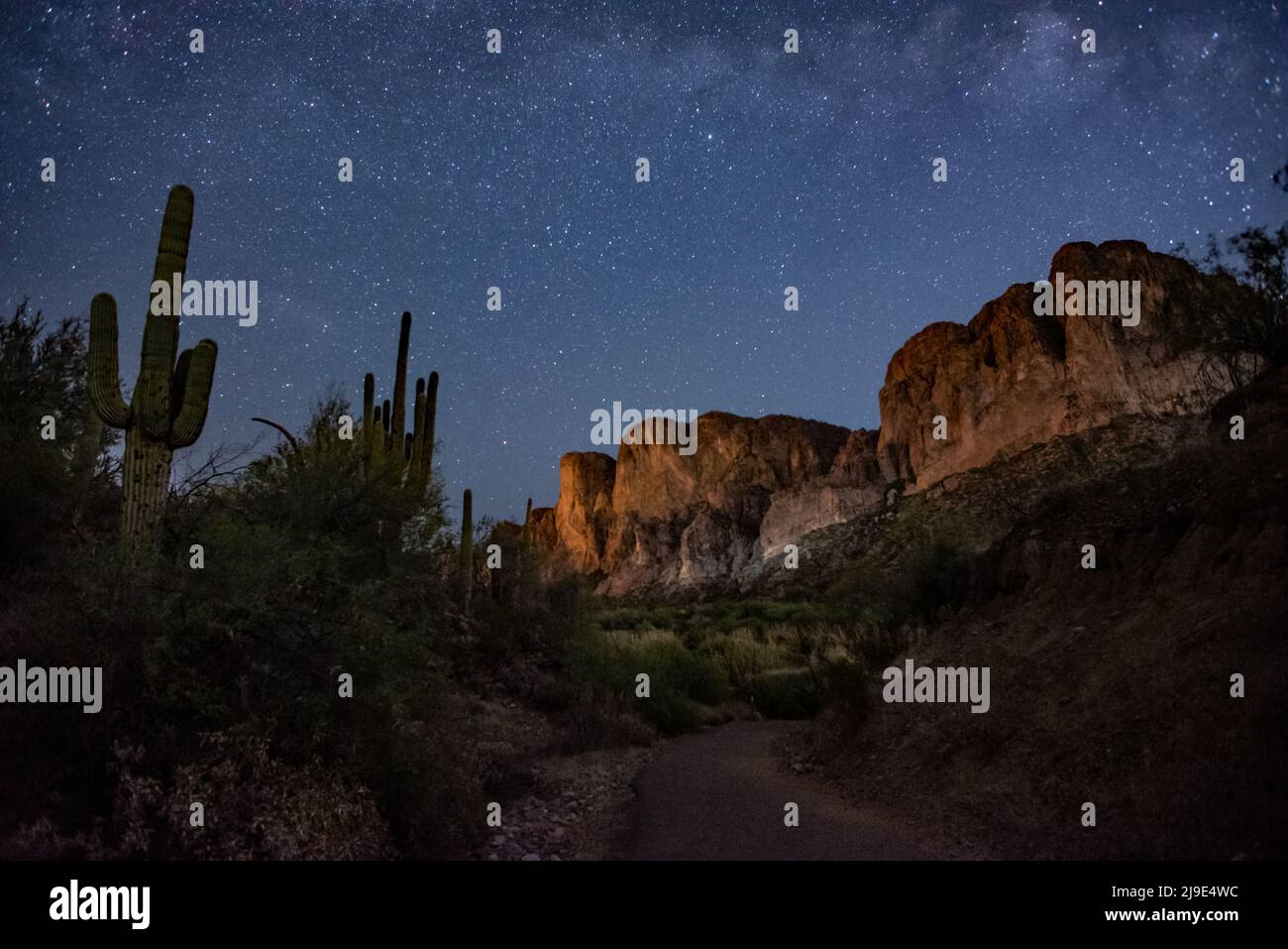 Star lit path down to the Salt River Stock Photo - Alamy