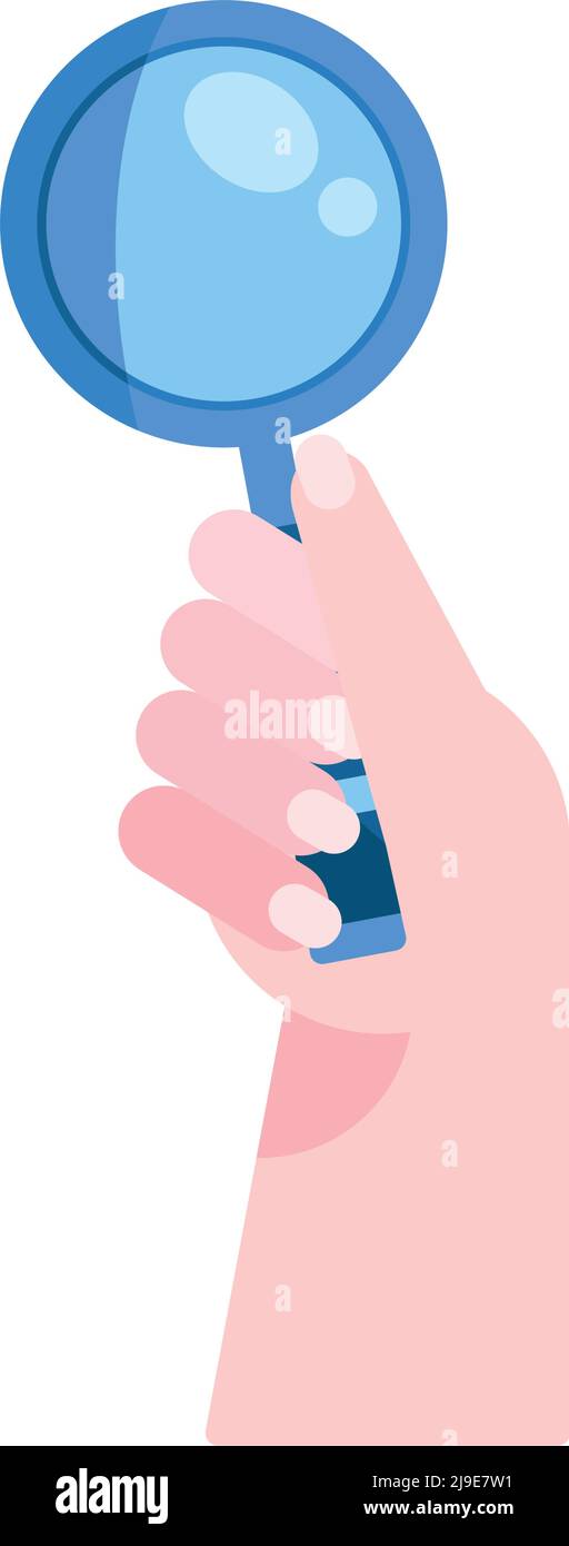 hand with magnifiying glass icon Stock Vector Image & Art - Alamy