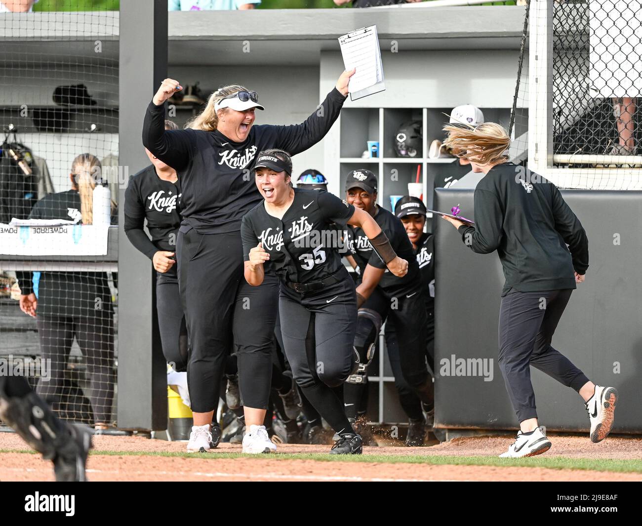 May 22, 2022: UCF head coach Cindy Ball-Malone celebrates after winning ...