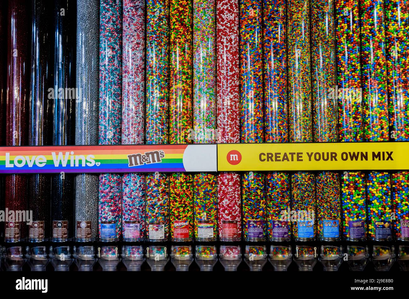 The MM store. Assortment of colorful chocolate candy Stock Photo - Alamy