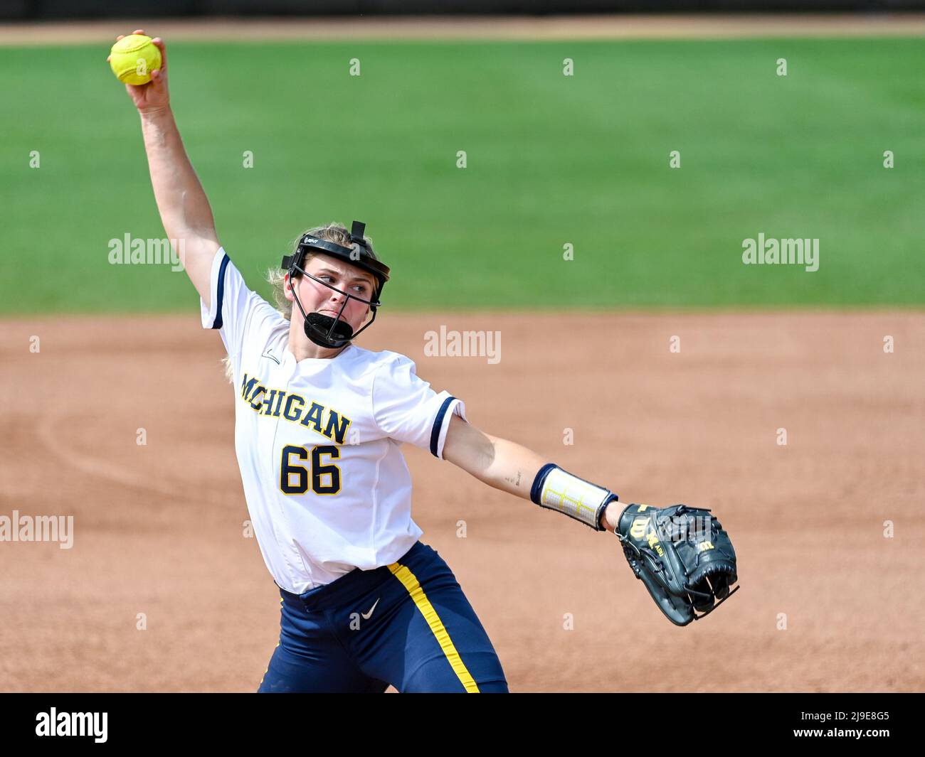 May 22, 2022: Michigan relief pitcher Annabelle Widra (66) enters the ...