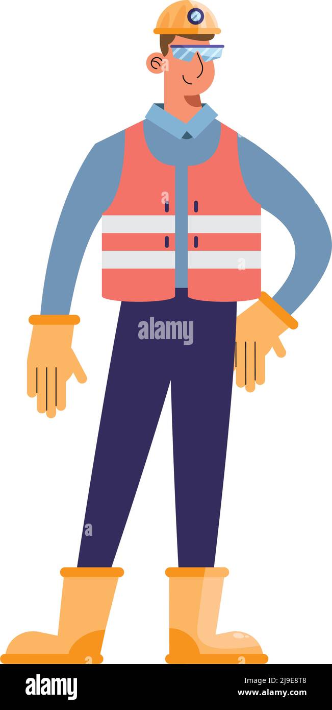 man wearing safety equipment character Stock Vector Image & Art - Alamy