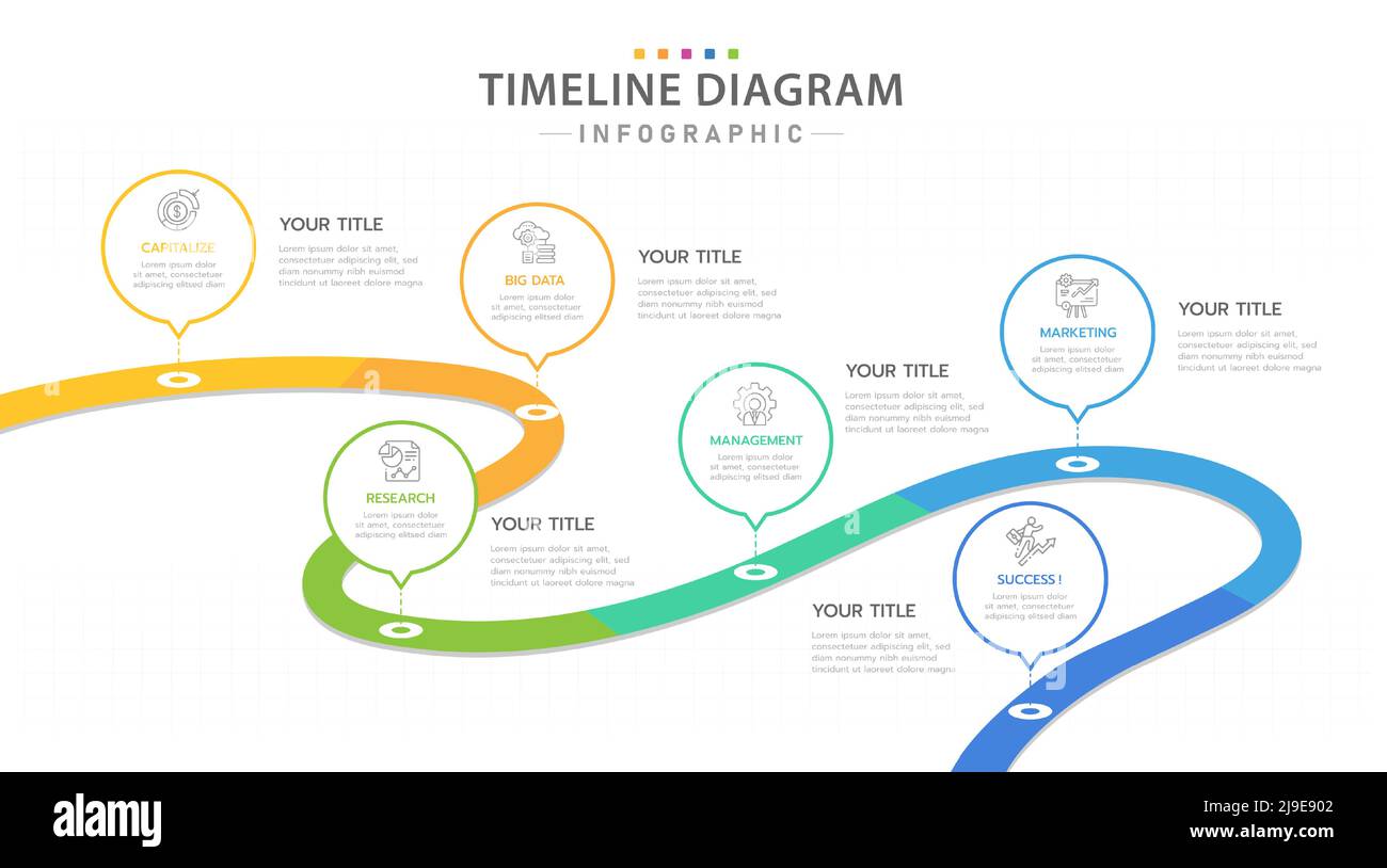 Infographic template for business. 6 Steps Modern Timeline diagram with ...