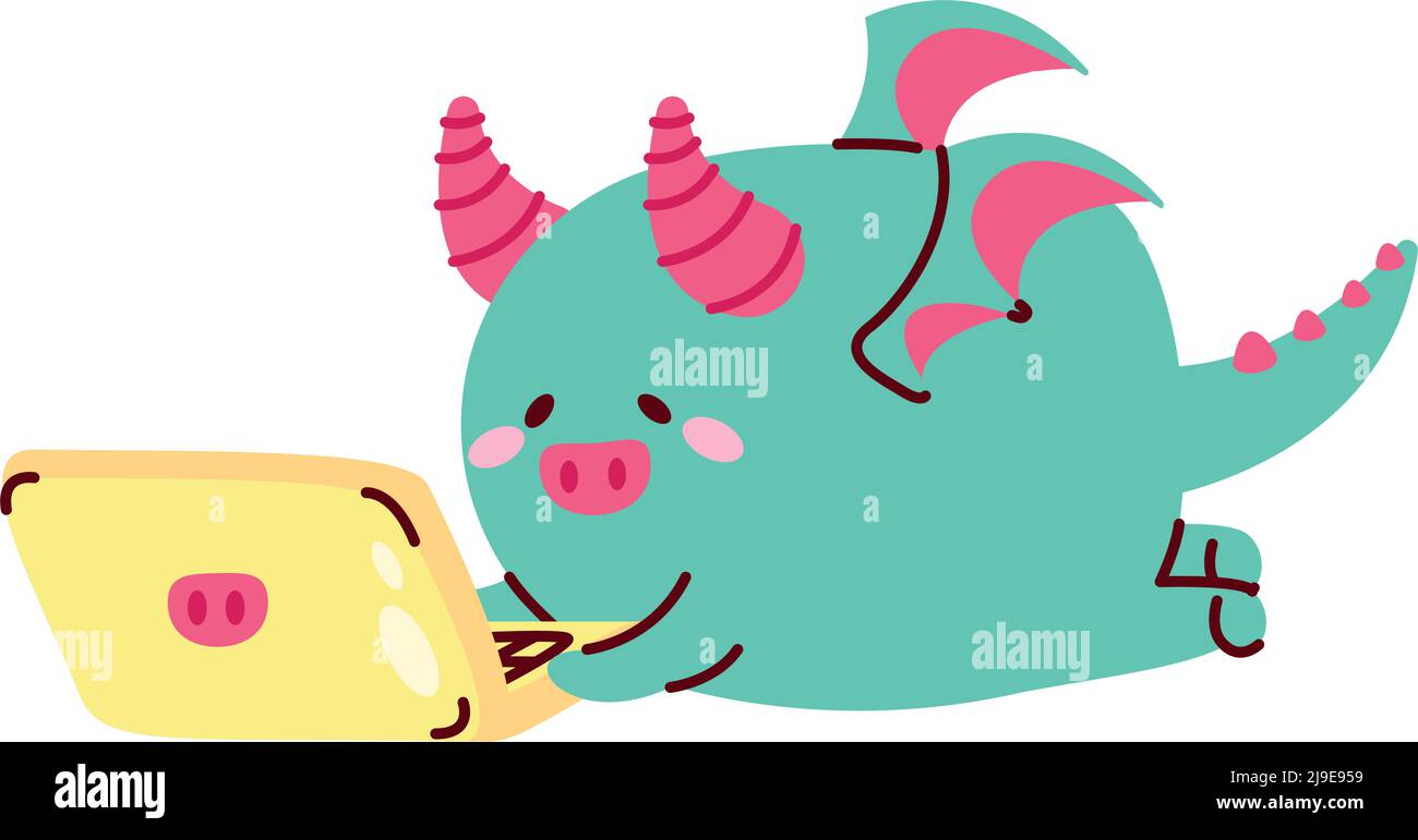 demon using laptop kawaii character Stock Vector Image & Art - Alamy