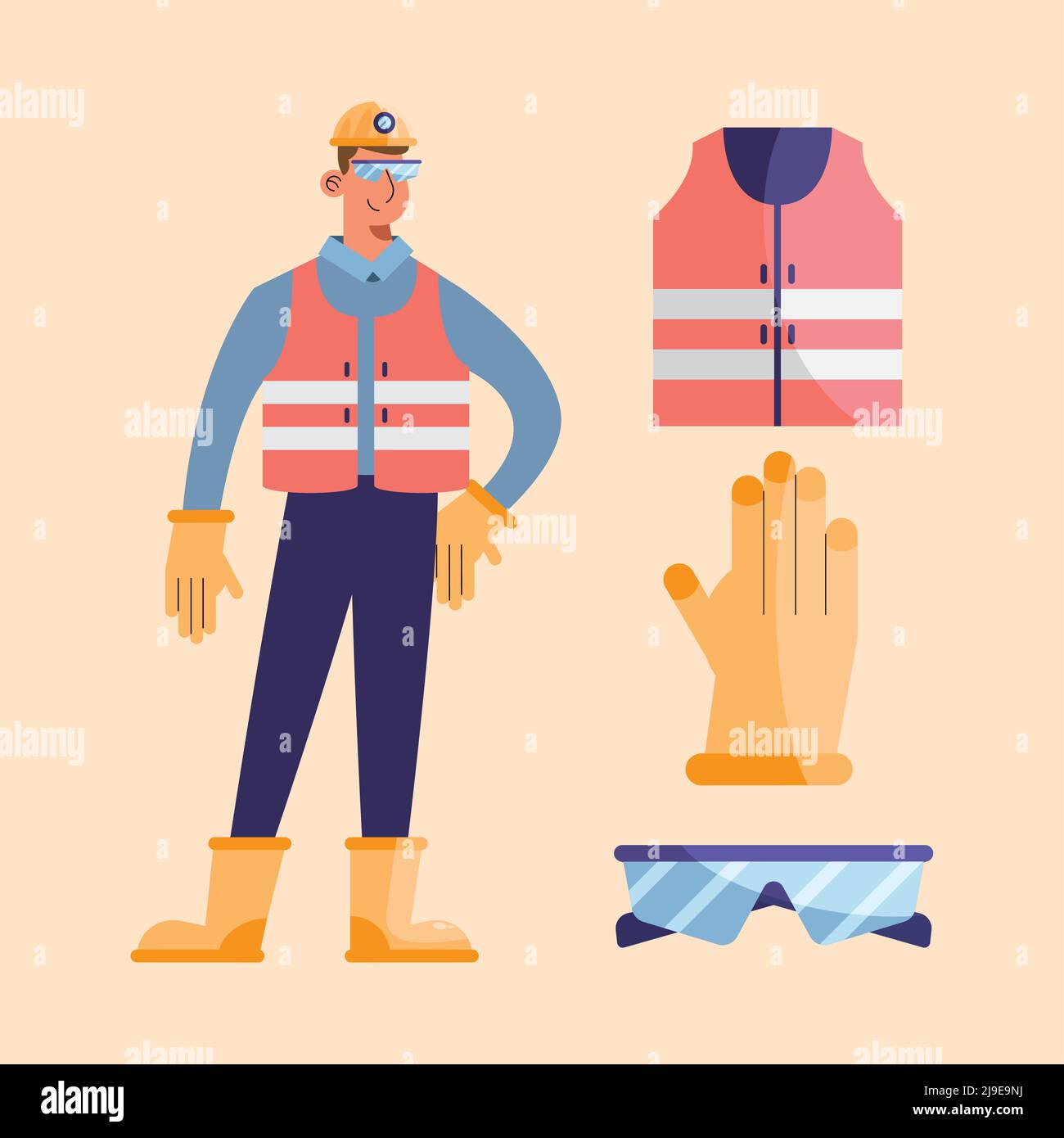 man with safety equipment character Stock Vector Image & Art - Alamy