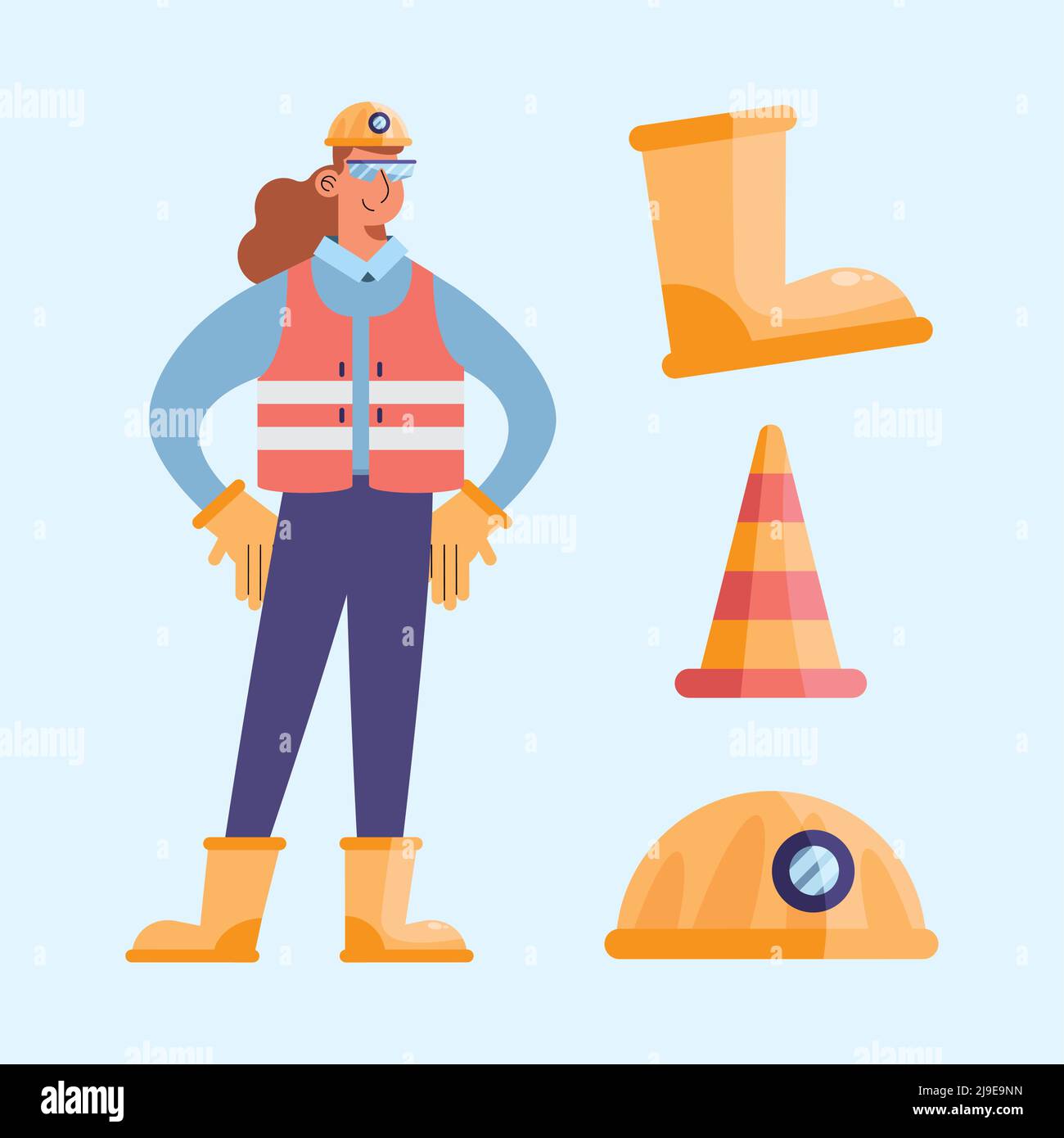 woman with safety equipment character Stock Vector Image & Art - Alamy
