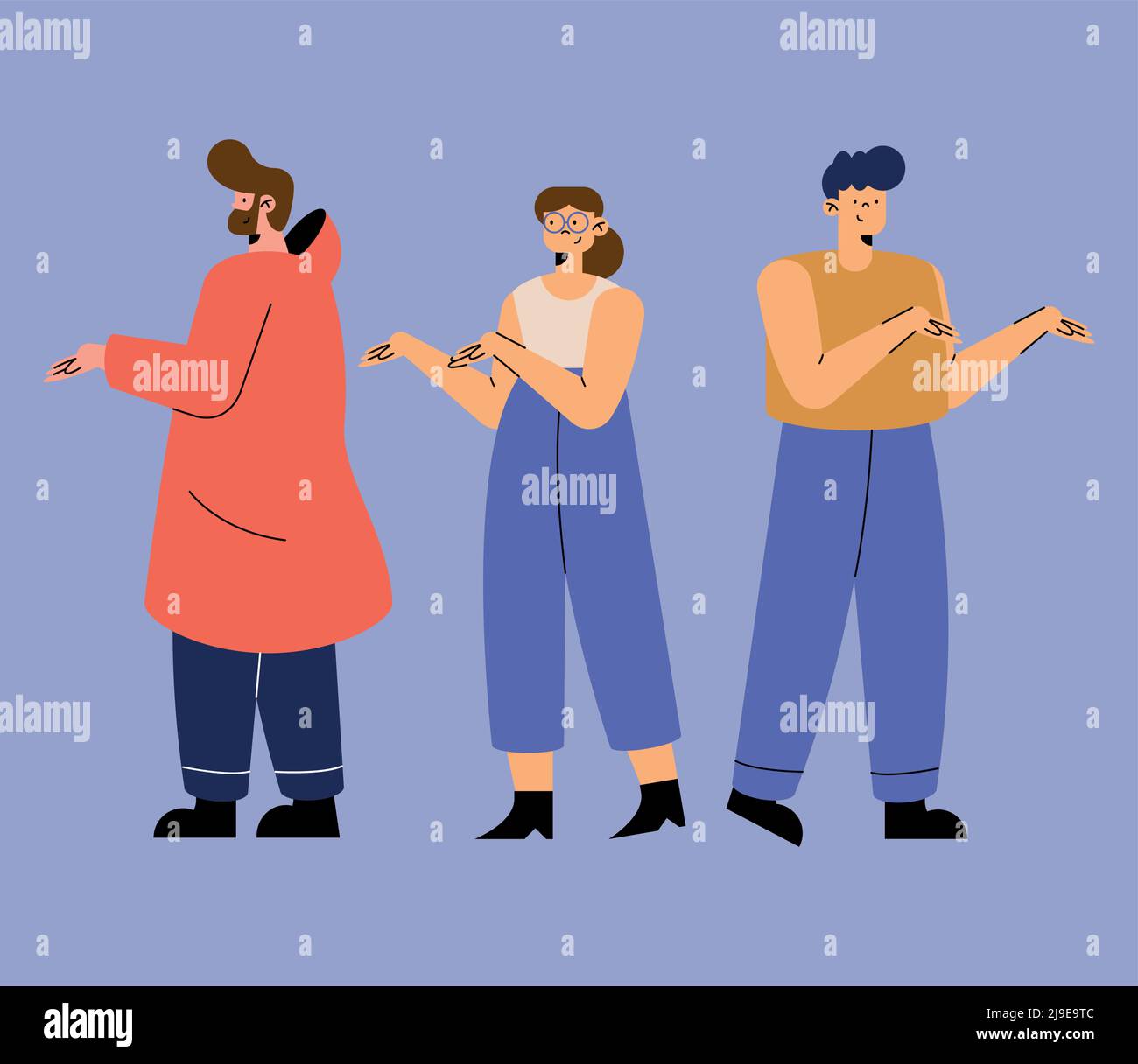 three persons standing avatars characters Stock Vector Image & Art - Alamy