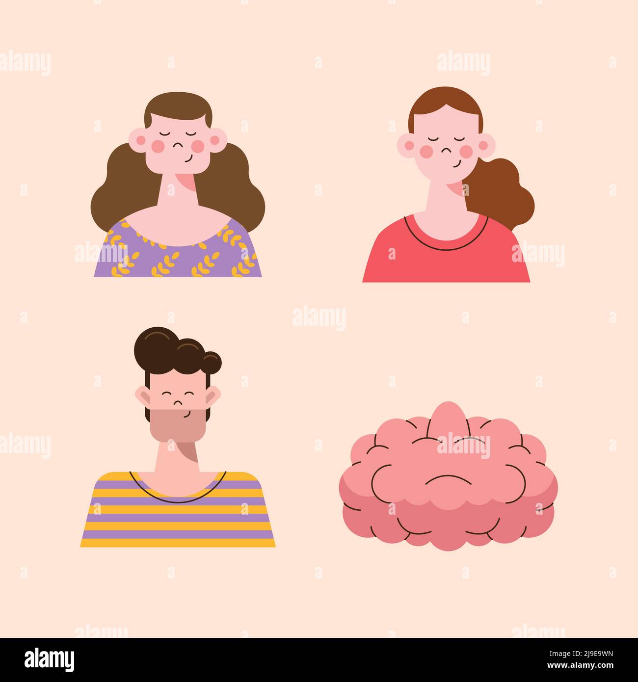three persons and brain icons Stock Vector Image & Art - Alamy