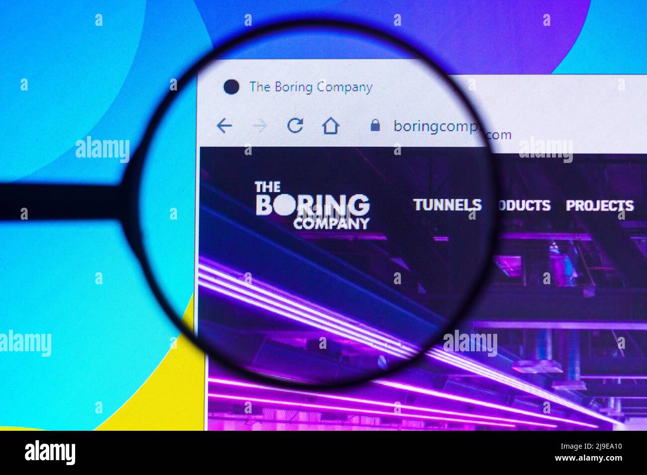 In this photo illustration, the homepage of the Boring Company website ...