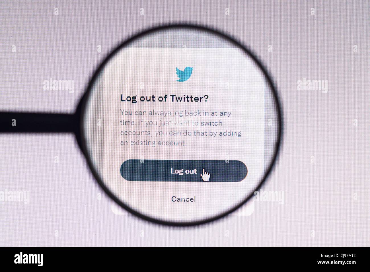 In this photo illustration, the Twitter log out page seen on a computer ...