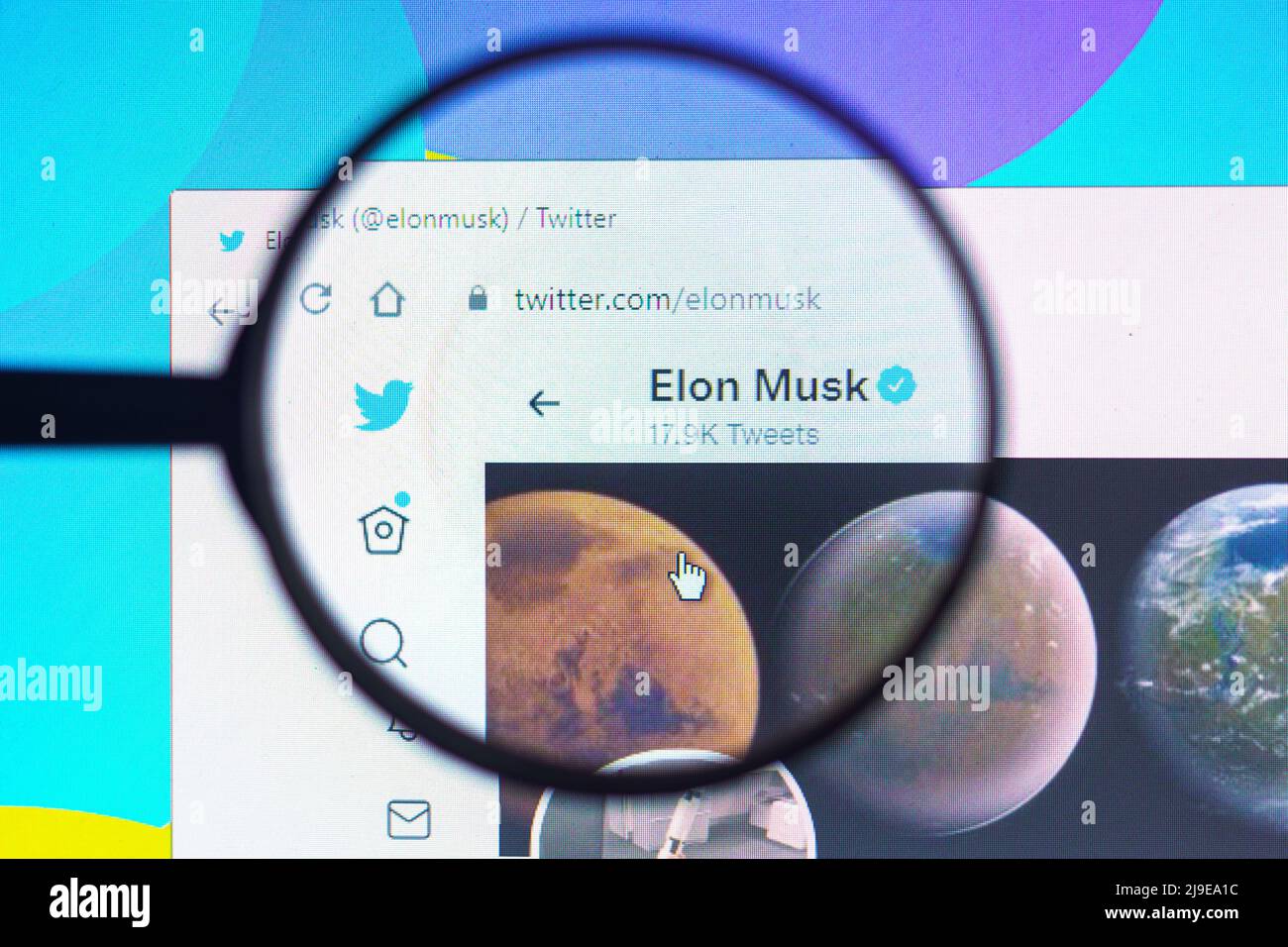 In this photo illustration, Elon Musk official Twitter profile seen on ...