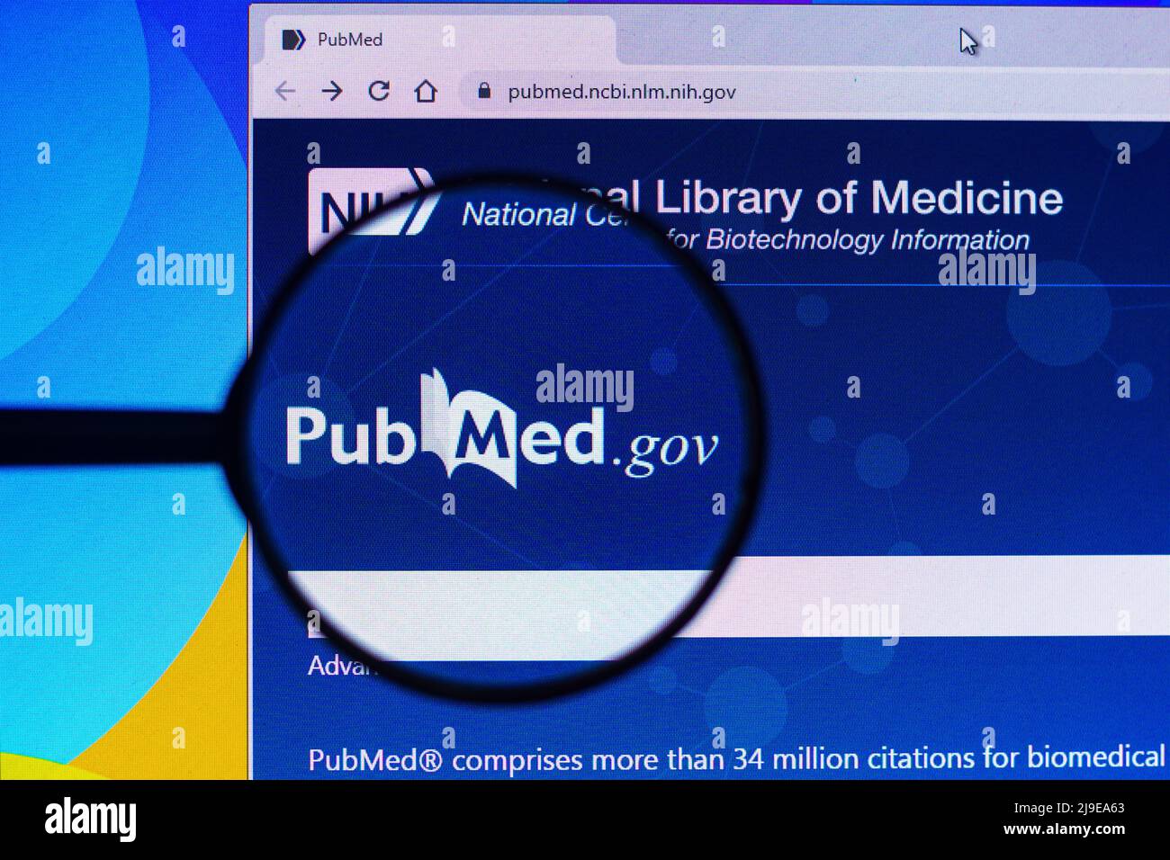 In this photo illustration, the homepage of the PubMed website seen on ...