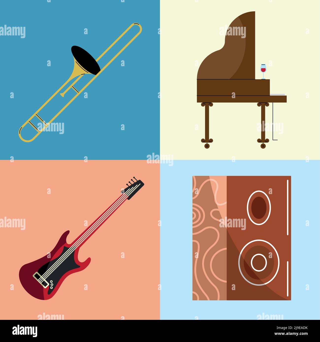 Four musical instruments Stock Vector Images - Alamy
