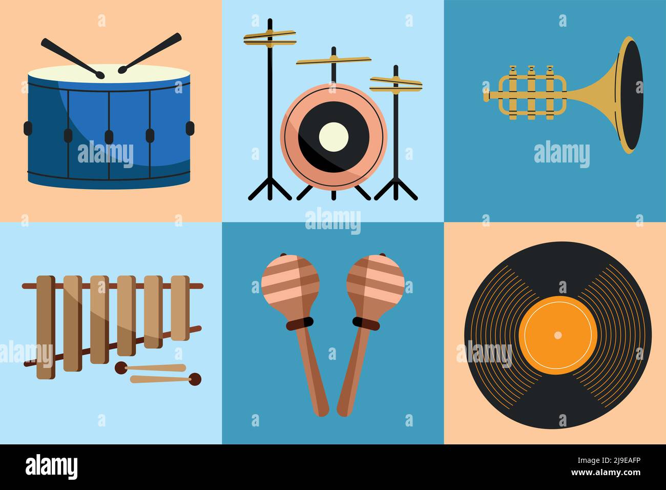 six musical instruments set icons Stock Vector Image & Art - Alamy
