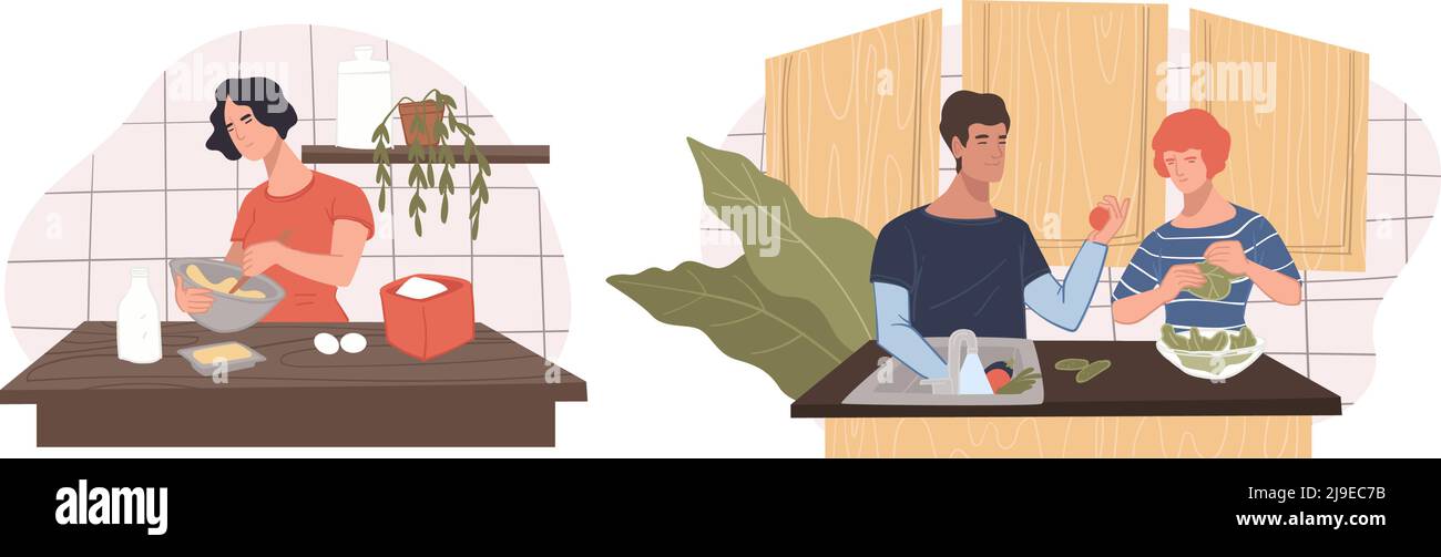 Romantic couple cooking Cut Out Stock Images & Pictures - Alamy