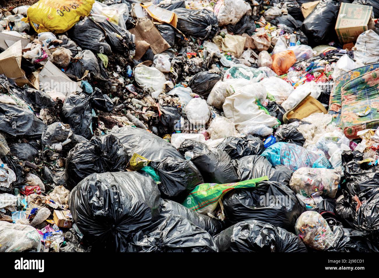 Garbage in dumped pits are dirty and smelly in the countryside Stock ...