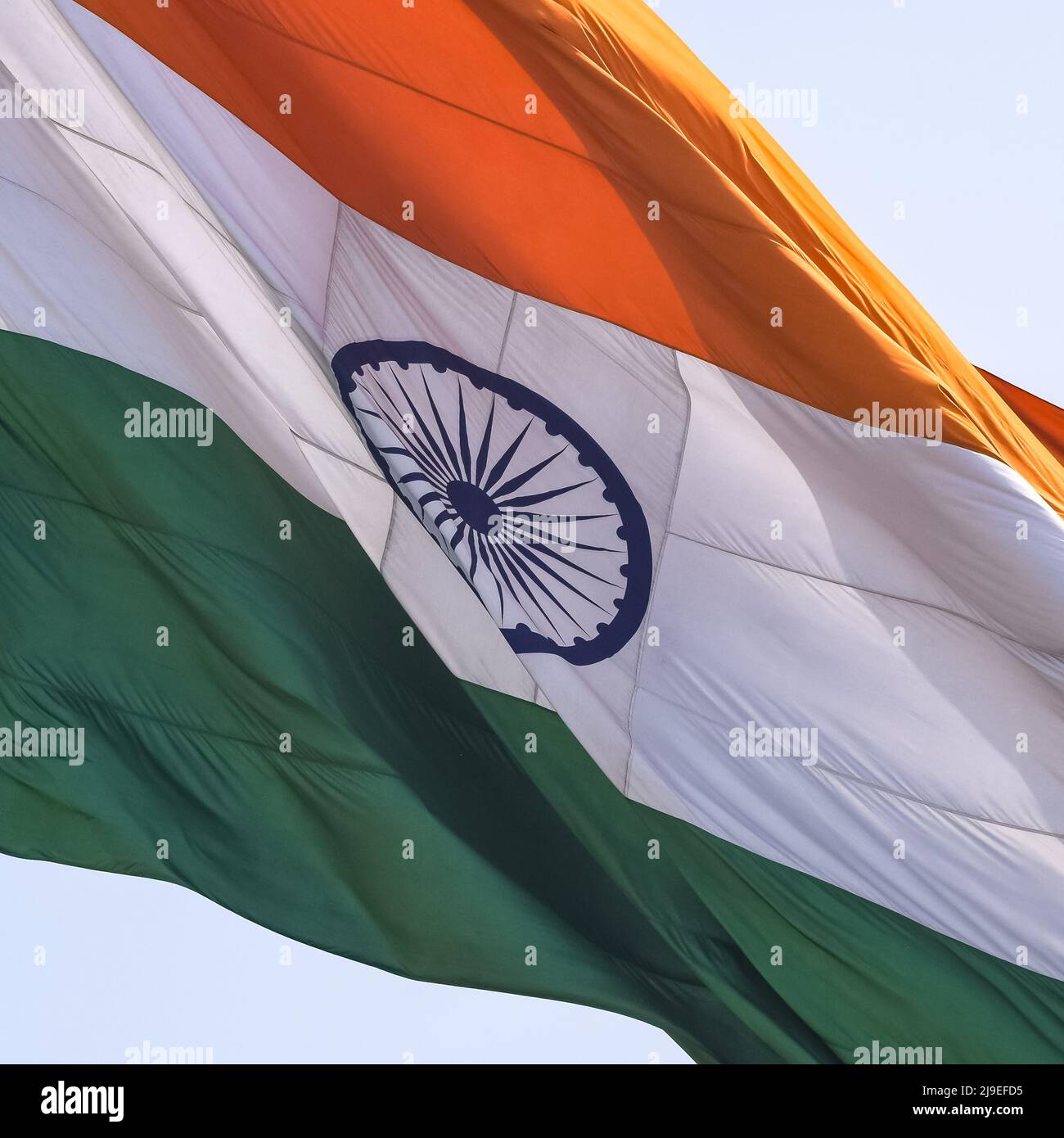 India flag flying high at Connaught Place with pride in blue sky, India ...