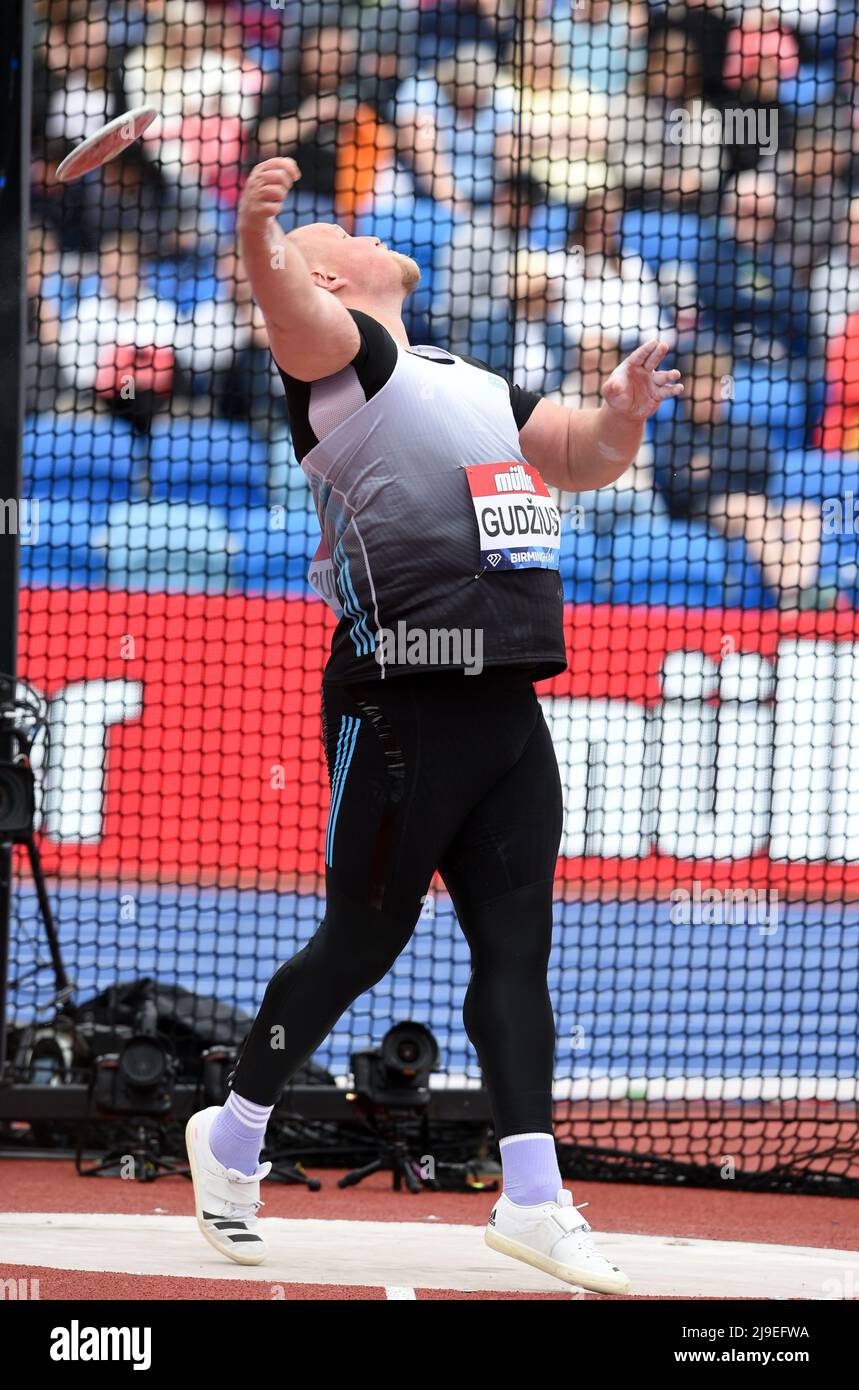 Andrius Gudzius (LIT) places second in the discus at 217-10 (66.40m ...