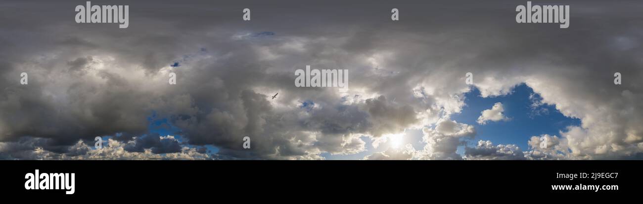 Dark blue sunset sky panorama with Cumulus clouds. Seamless hdr pano in ...