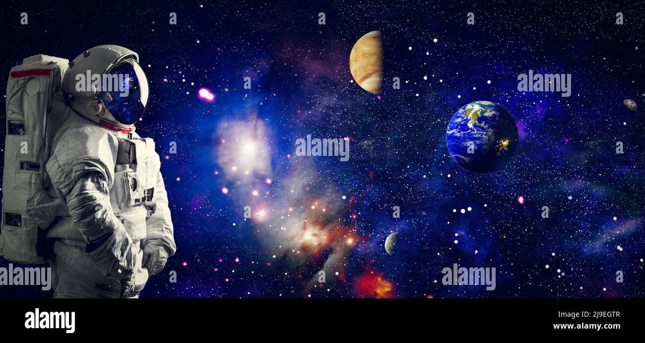 Astronaut in outer space. Galaxy and Nebula space art. Wallpaper with ...